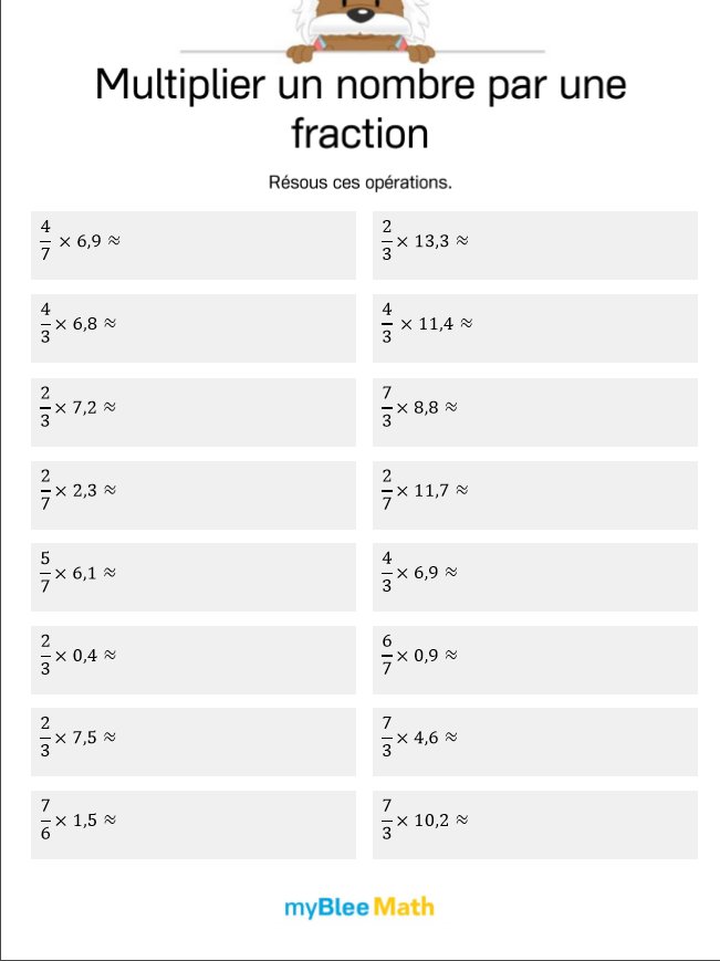 Multiplier un nombre par une fraction 12 - Résous ces opérations par ...