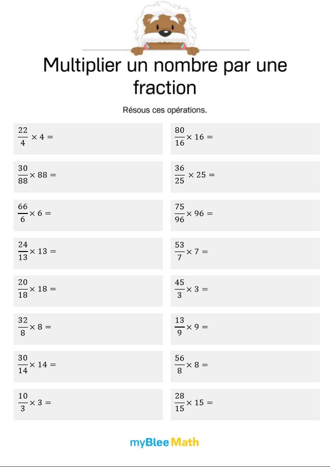 Multiplier un nombre par une fraction 9 - Résous ces problèmes par ...