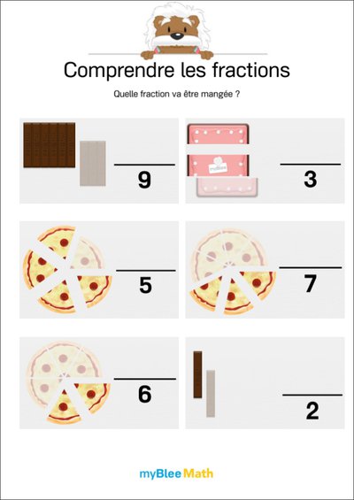 Comprendre les fractions 1 - Complète la fraction en t'aidant du dessin ...