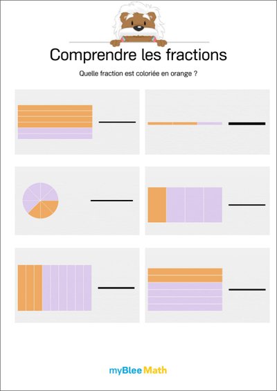 Comprendre les fractions 4 - Quelle fraction est coloriée en orange ...