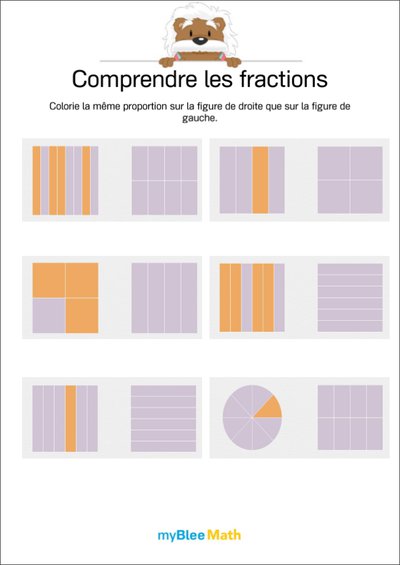 Comprendre les fractions 8 - Colorier la même proportion sur deux ...