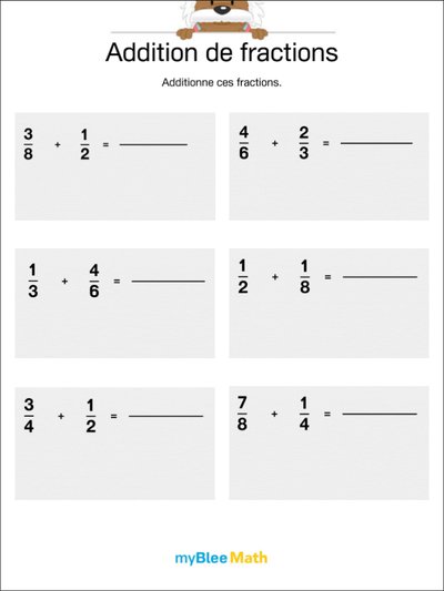 Addition de fractions 6 - Additionner deux fractions de dénominateurs ...