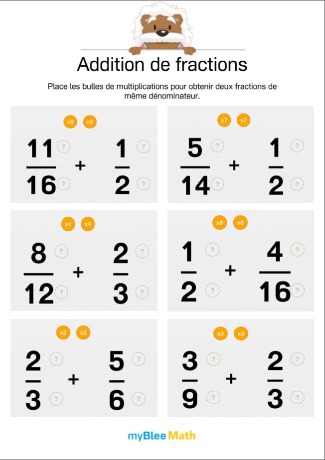 Addition de fractions 4 - Mettre deux fractions au même dénominateur ...