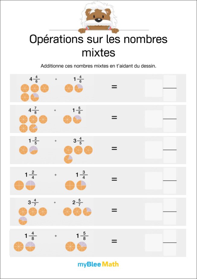 Opérations sur les nombres mixtes 4 - Opérations avec retenues et ...