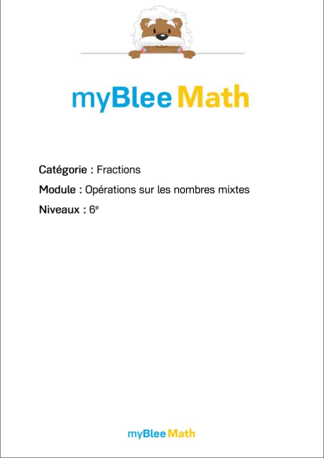 Fractions - Opérations sur les nombres mixtes -6e par myBlee Math ...