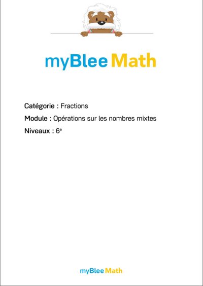 Fractions - Opérations sur les nombres mixtes -6e par myBlee Math ...