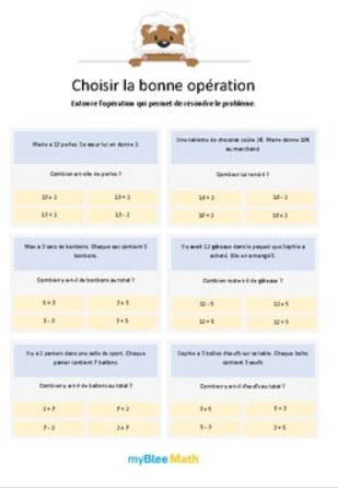 Choisir la bonne opération 5 - Quelle opération résout le problème ...