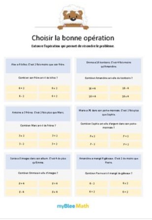 Choisir la bonne opération 6 - Quelle opération résout le problème ...