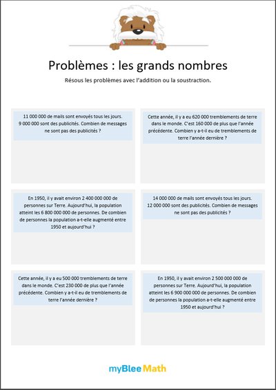 Les grands nombres 2 - Soustractions de grands nombres "ronds" par ...