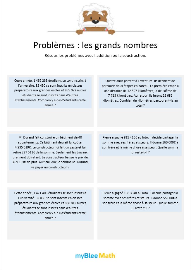 Les grands nombres 5 - Additions à trois termes (grands nombres) -CM1 ...
