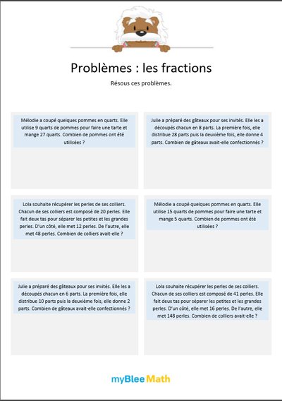 Les fractions 6 - Résolution de problèmes grâce aux fractions par ...