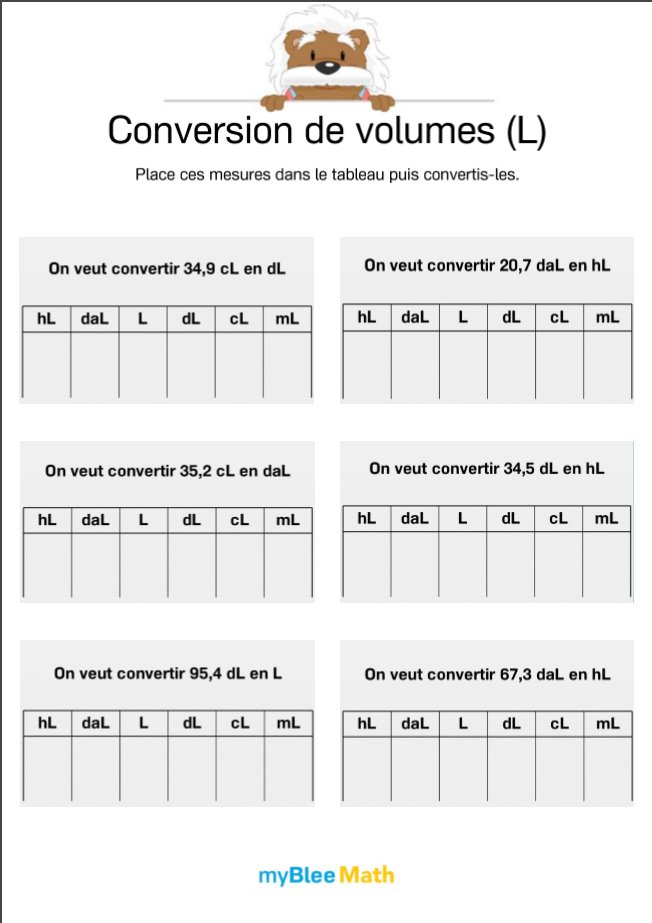 Conversion de volumes 4 -Convertir des mesures par myBlee Math ...
