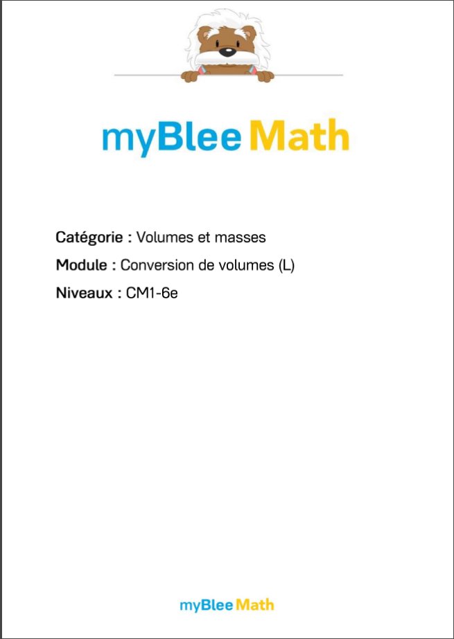 Volumes et masses - Conversion de volumes (L) par myBlee Math ...