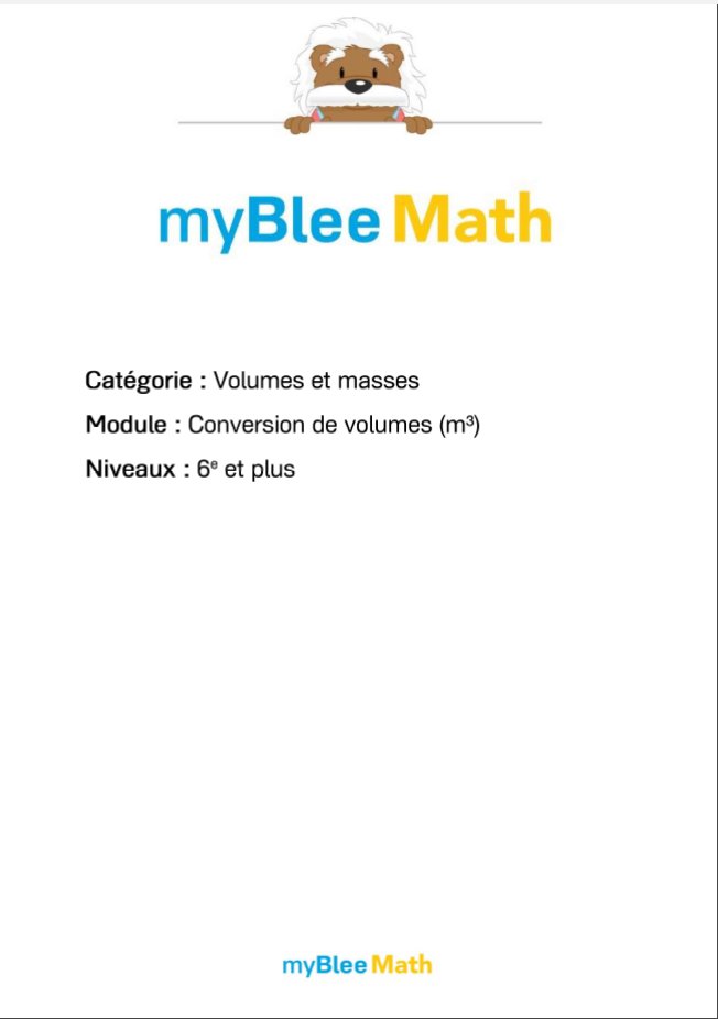 Volumes et masses - Conversion de volumes (m³) par myBlee Math ...