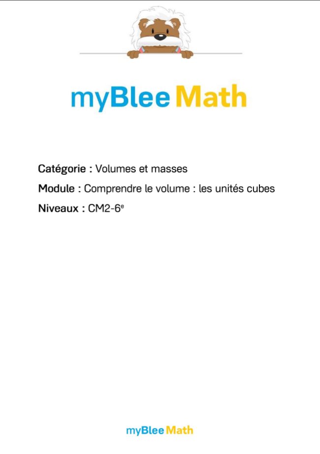 Volumes et masses - Comprendre le volume par myBlee Math - jenseigne.fr