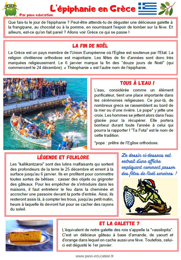L'Épiphanie en Grèce - CM1, CM2 Lecture documentaire par Pass-Education ...