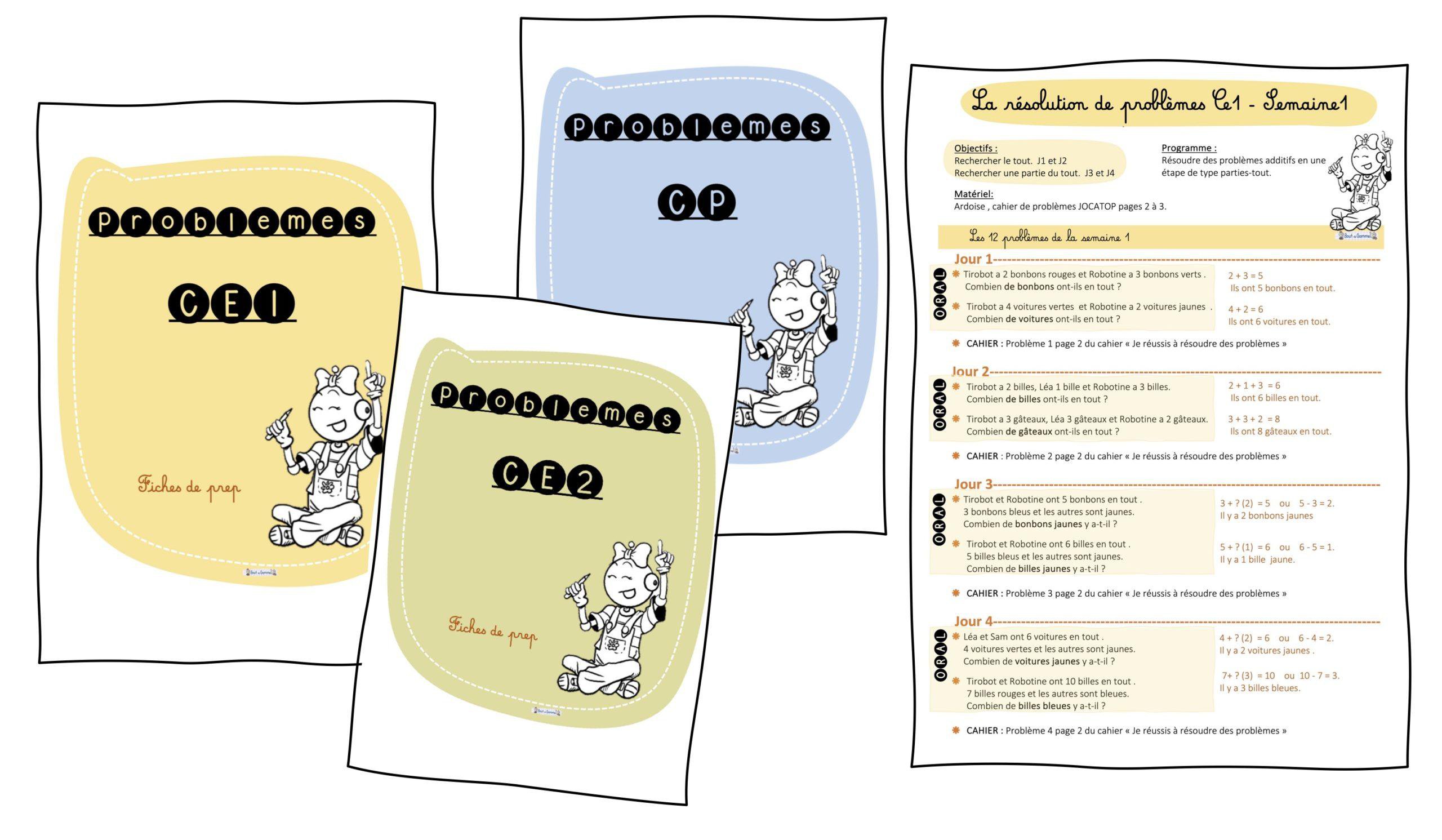 Les 10 problèmes de la semaine en CP CE1 et CE2 par Bout de gomme ...