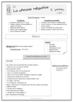 La phrase négative CE1 par Dans ma classe, il y a… - jenseigne.fr