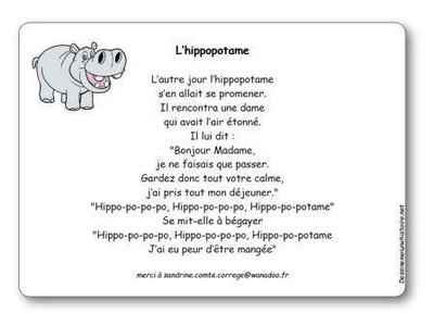 Comptine « L’hippopotame » par Dessine-moi une histoire - jenseigne.fr