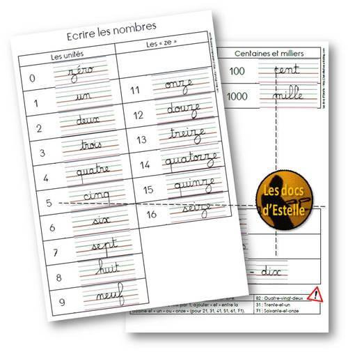 Ecrire les nombres en lettres par Les docs d'Estelle - jenseigne.fr