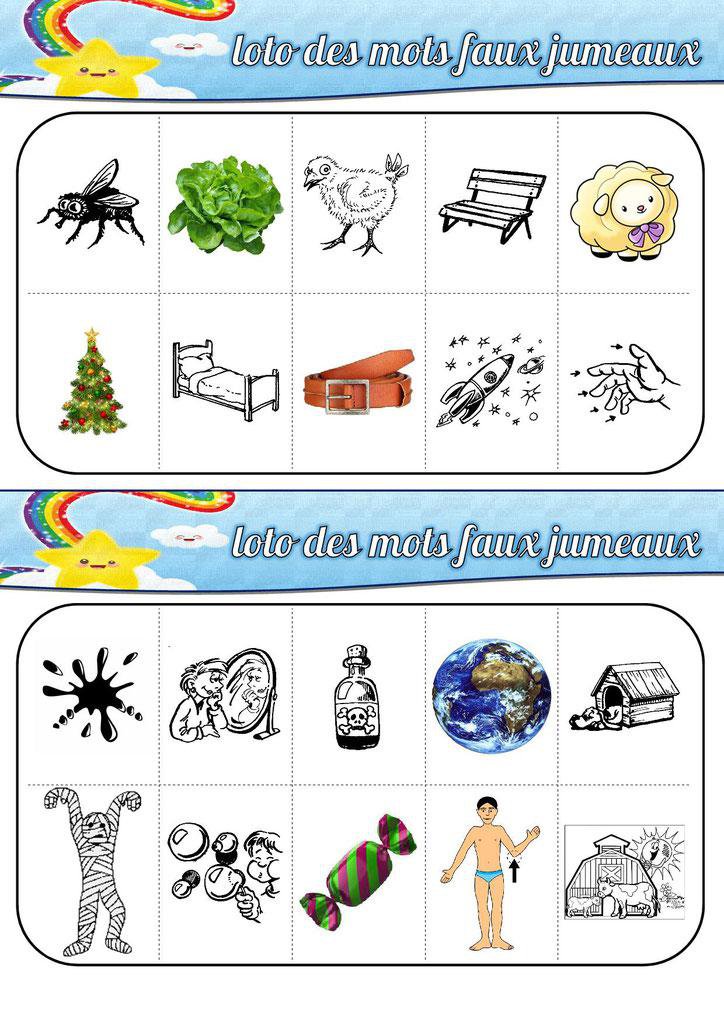 loto des mots faux jumeaux par Fiches de prep - jenseigne.fr