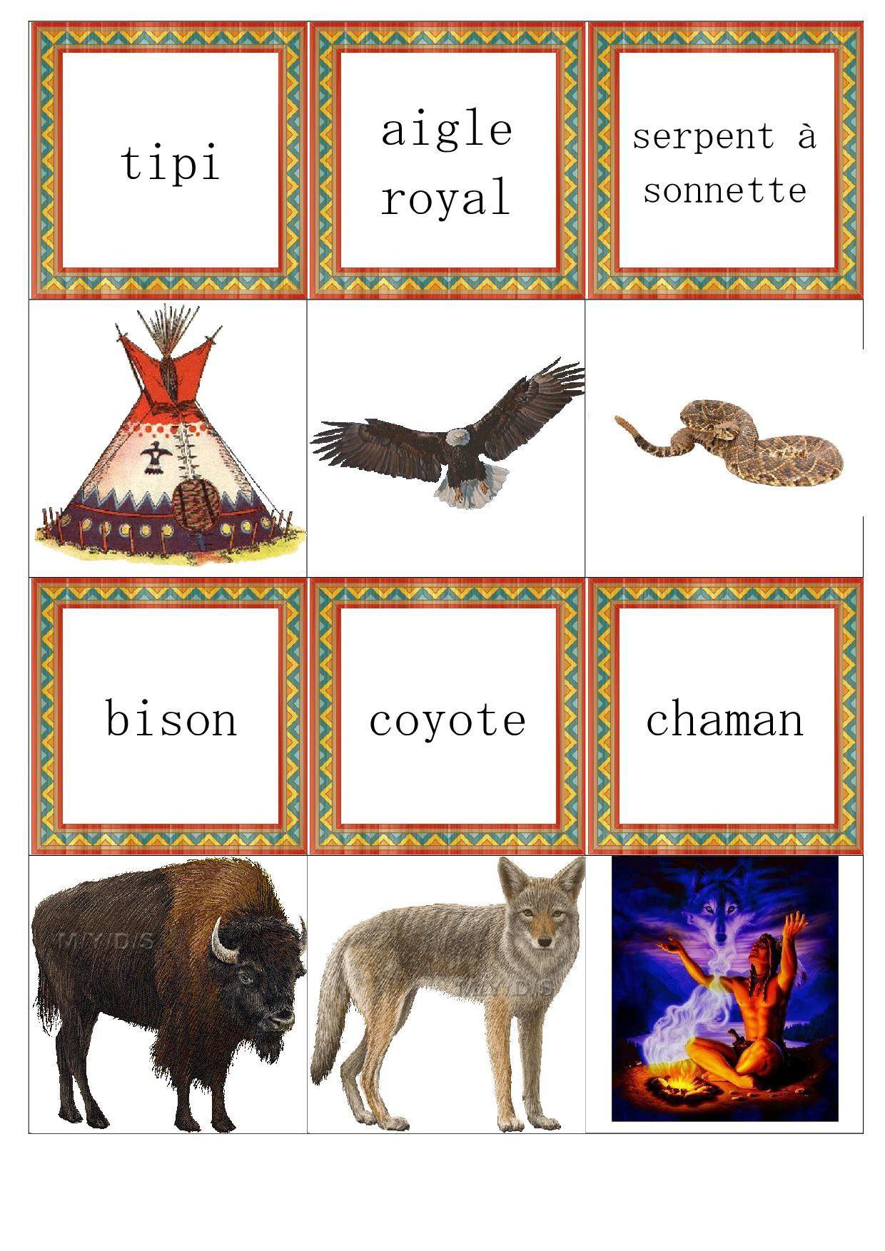 Mémory des indiens des plaines par Fiches de prep - jenseigne.fr