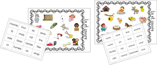 Lis et couvre (lecture de mots) par Fiches de prep - jenseigne.fr