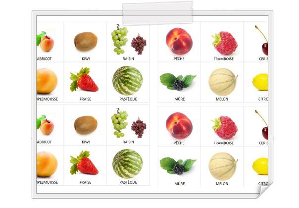 Semaine du goût : Loto des fruits entiers ou coupés par Iticus ...