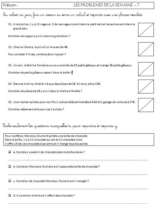 26 fiches de problèmes pour CE1 par Iticus - jenseigne.fr