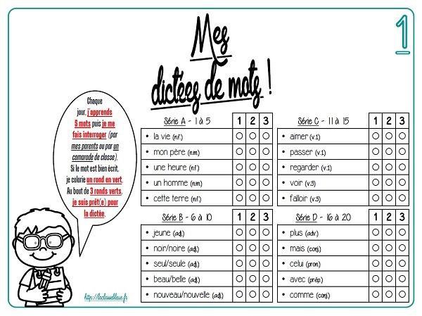 Cycle 3-Les dictées de mots par La classe bleue - jenseigne.fr