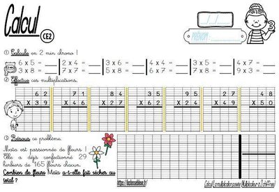CE2-Calcul-La multiplication posée (Multiplicateur à 2 chiffres) par La ...