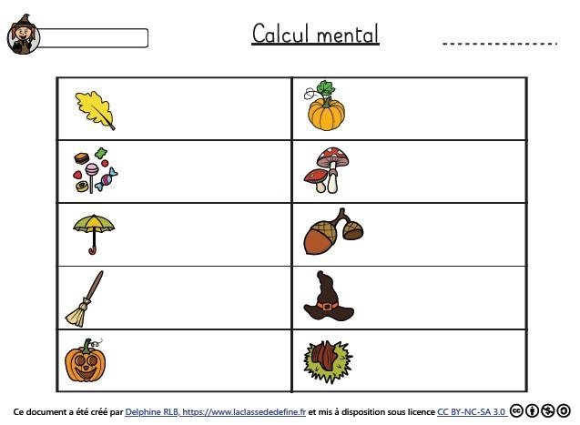 Calcul mental automnal… par La classe de Define - jenseigne.fr