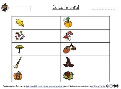 Calcul mental automnal… par La classe de Define - jenseigne.fr