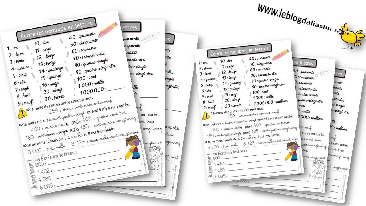 écrire les nombres en lettres par Le blog d'Aliaslili - jenseigne.fr