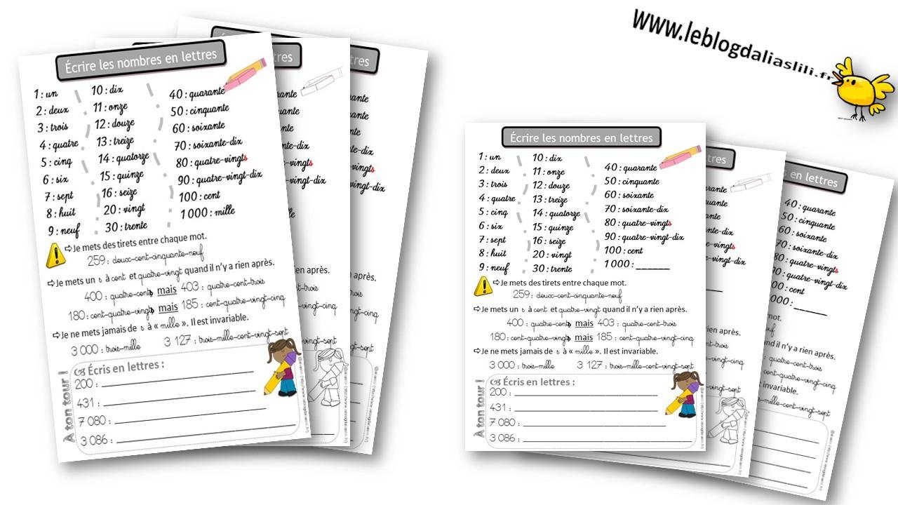 écrire les nombres en lettres par Le blog d'Aliaslili - jenseigne.fr
