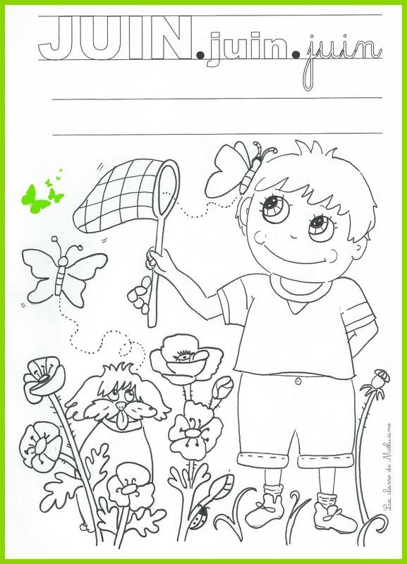 Coloriage du mois de juin par La classe de Mélusine - jenseigne.fr
