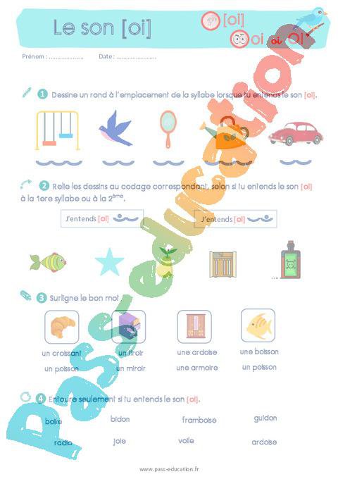 Le son [oi] – Etude du code / les sons – CP – CE1 – Cycle 2 – PDF à imprimer par Pass-education ...