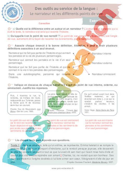 Le narrateur et les différents points de vue – 3ème – Grammaire – Je me ...