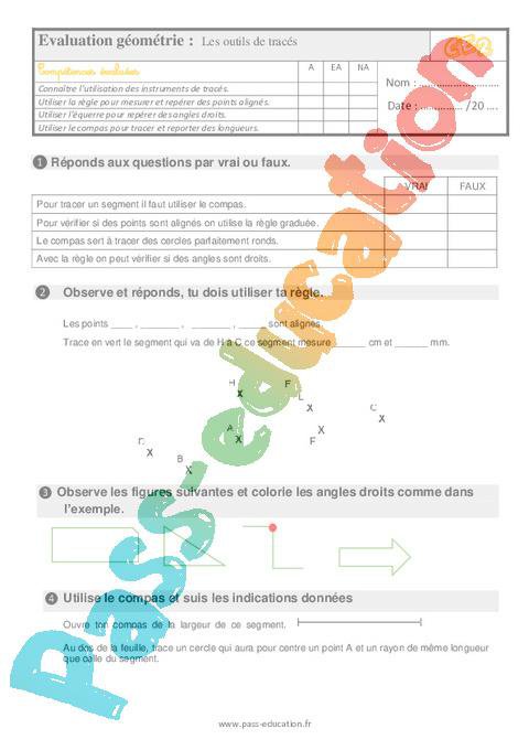 Les outils de tracés au Ce2 – Évaluation, bilan – Cycle 2 – PDF à ...