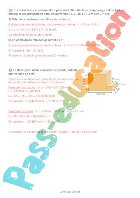 Volume du cube et du pavé droit – Evaluation de géométrie pour la 6ème ...