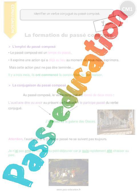 Passé composé – CM1 – Leçon – Cycle 3 – PDF à imprimer par Pass ...