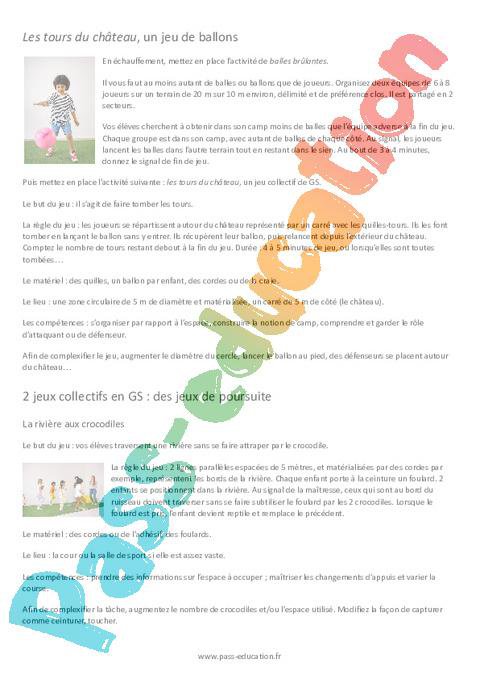 4 idées de jeux collectifs GS : enseignement progressif par Pass ...