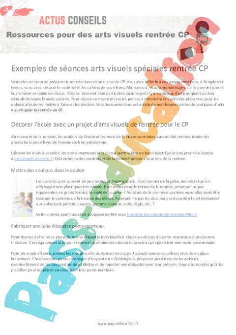 Ressources pour des arts visuels rentrée CP par Pass-education.fr ...