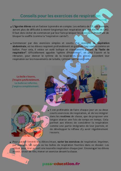 Principes de la respiration du CP au CM2 – Cycle 3 – PDF à imprimer par ...