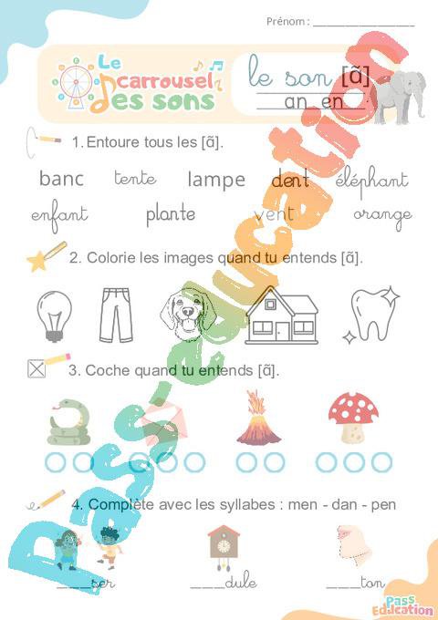 Le son [ɑ̃] an en – GS – CP – CE1 – Phonologie – Lecture – Le carrousel ...