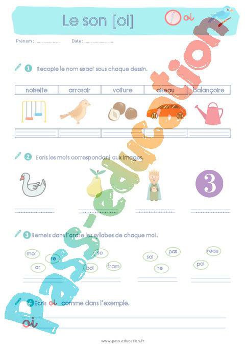 Le son [oi] – Etude du code / les sons – CP – CE1 – Cycle 2 – PDF à ...