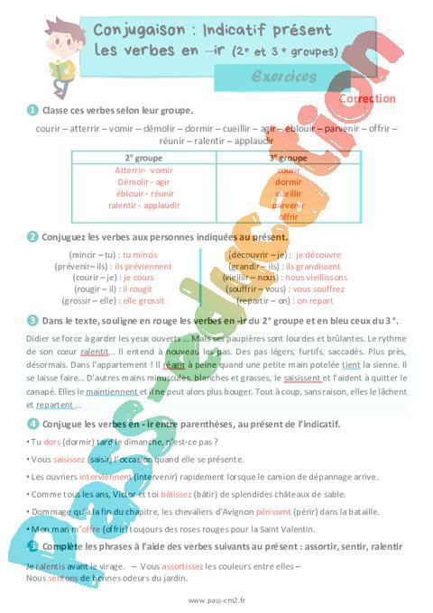 L’indicatif présent des verbes en –ir (2e et 3e groupes) – Exercices de ...