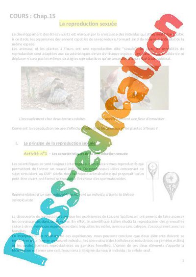 La reproduction sexuée – 5ème – Cours – PDF à imprimer par Pass ...