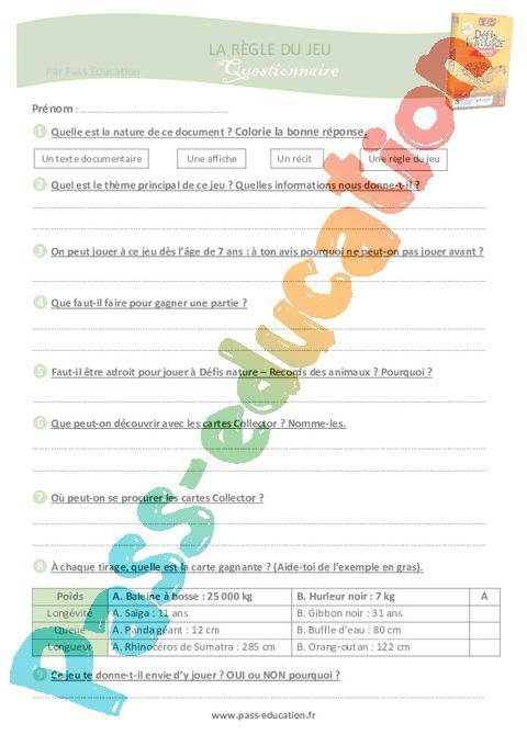 Défis nature: La règle du jeu – Ce2 – Injonctif / Ecrits fonctionnels ...