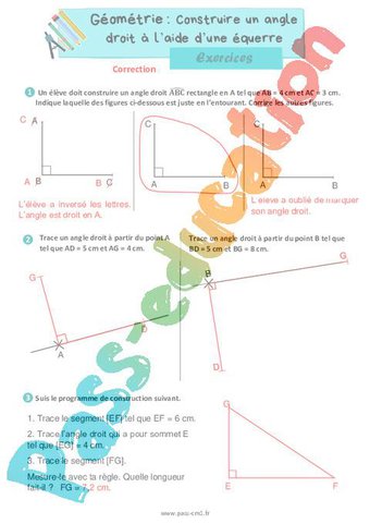 Construire un angle droit à l’aide d’une équerre – Exercices de ...